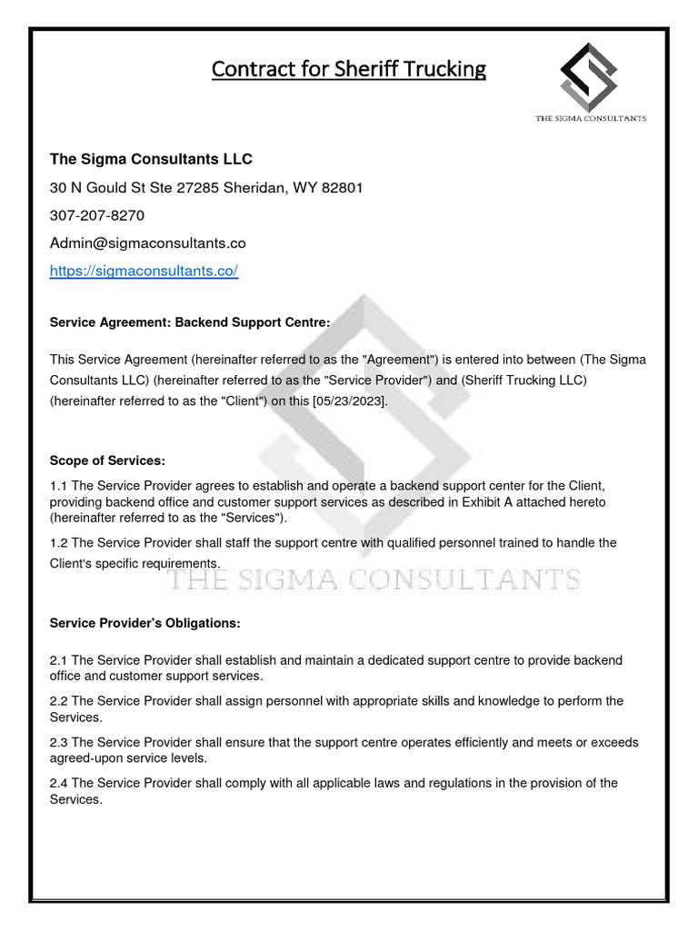Backend Support Contract | PDF | Business | Justice
