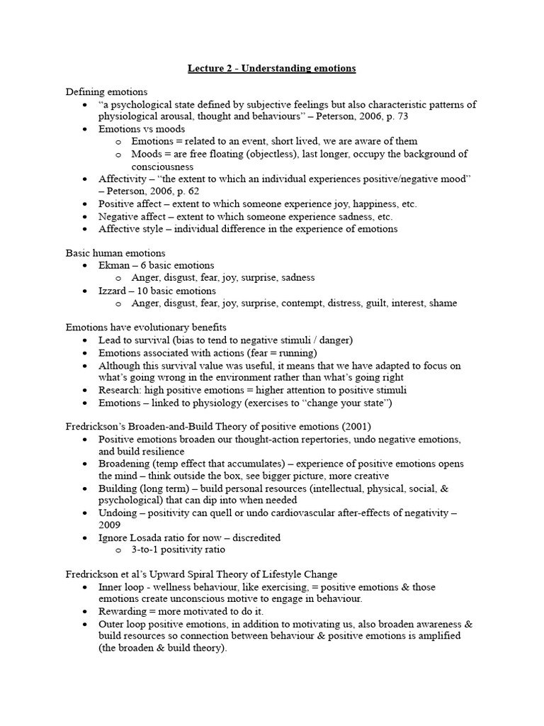 Lecture 2 - Understanding Emotions | PDF | Emotions | Affect (Psychology)
