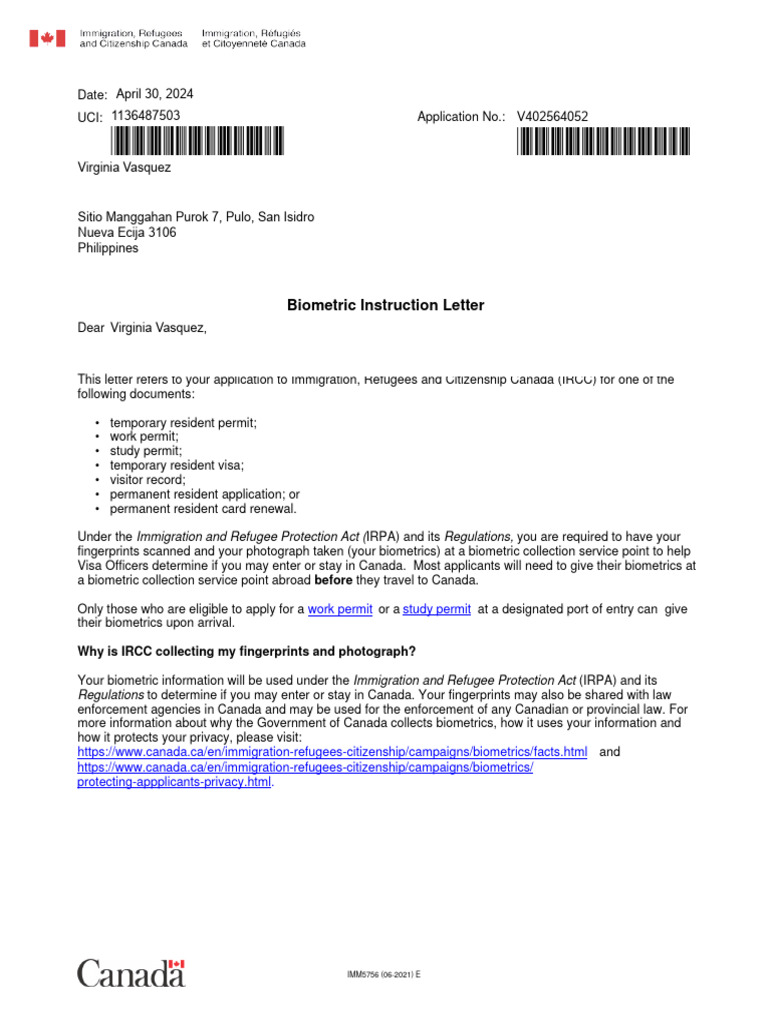 Biometric Instruction Letter | Download Free PDF | Cultural ...