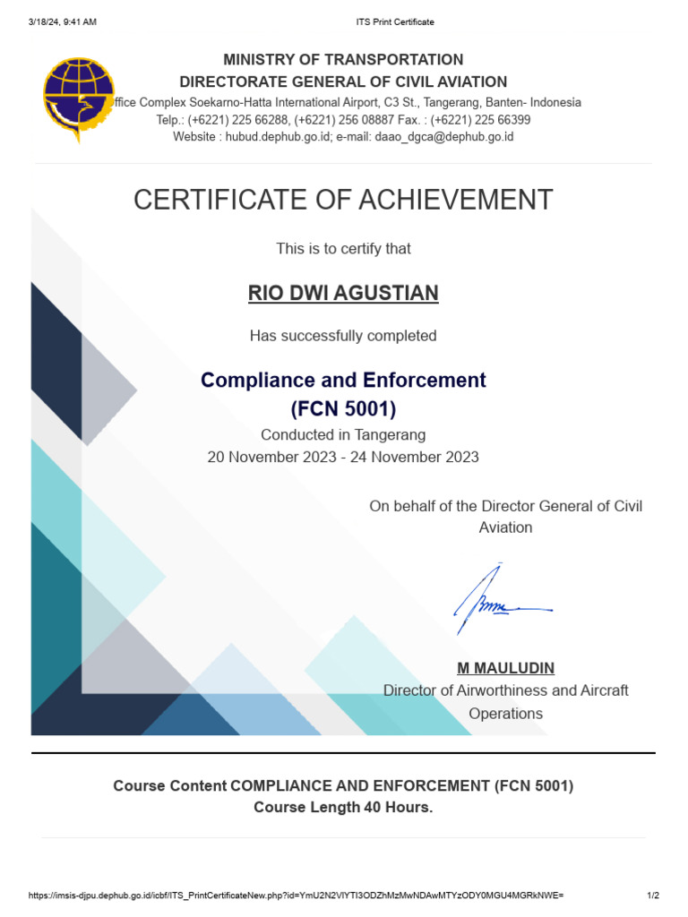 ITS Compliance and Enforcement Certificate | Download Free PDF ...