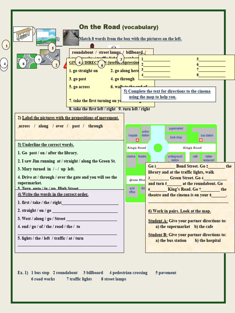 Vocabulary & Directions Guide | PDF | Traffic | Traffic Light