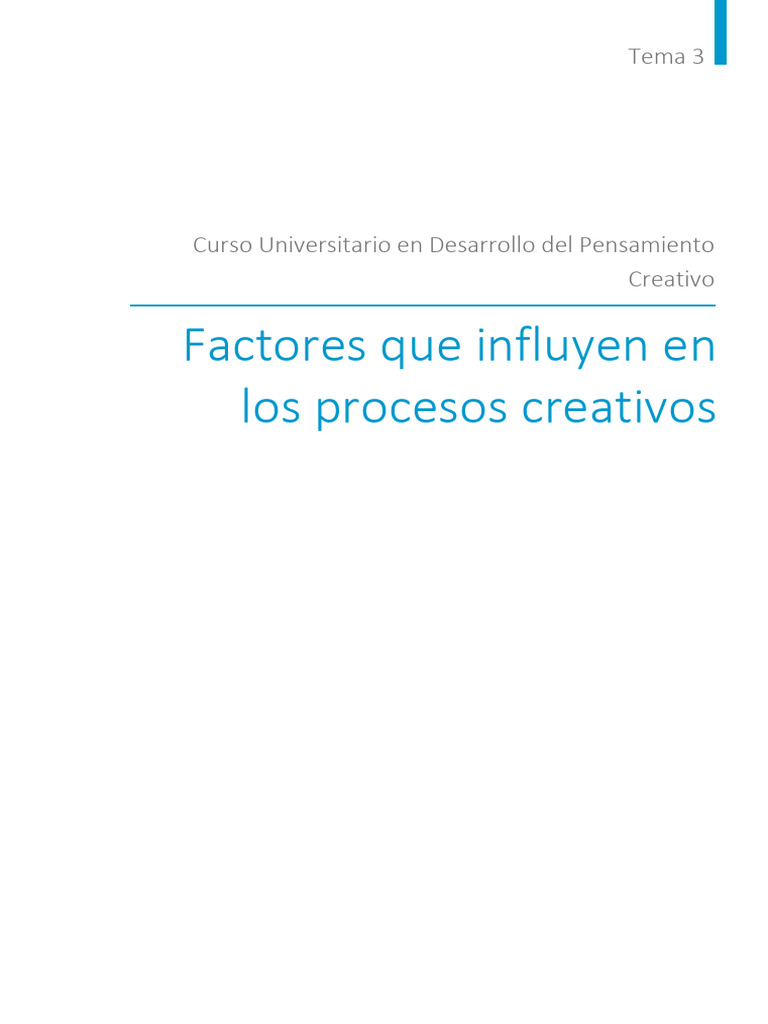3 Factores Que Influyen en Los Procesos Creativos | PDF | Pensamiento | Creatividad