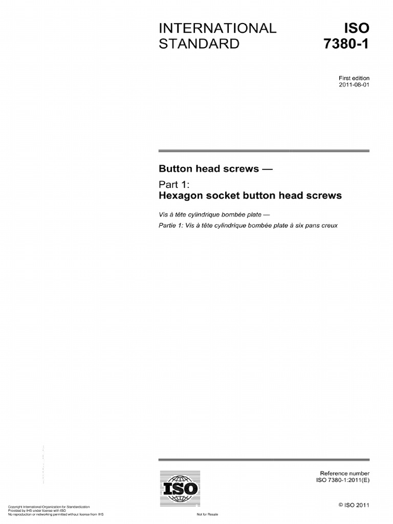 ISO 7380-1 Hexagon Socket Button Head Screws | PDF