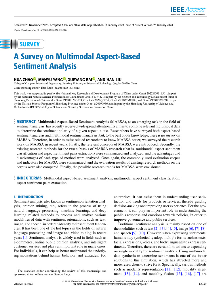 A Survey On Multimodal Aspect-Based Sentiment Analysis | PDF ...