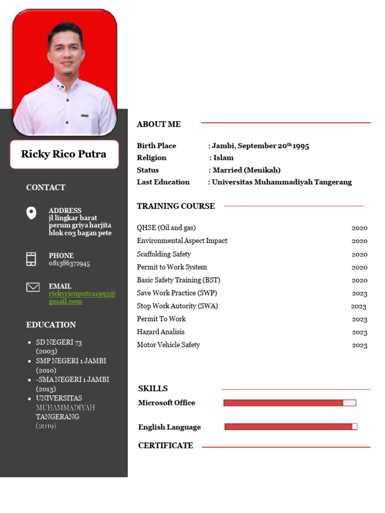 CV Ricky R Putra | Download Free PDF | Emergency | Hazard Analysis And Critical Control Points
