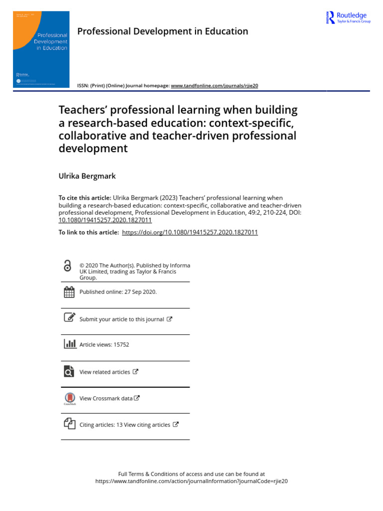 Teachers professional learning when building a research-based education ...