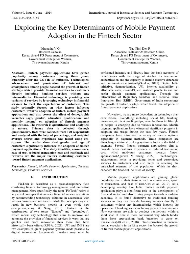 Exploring The Key Determinants of Mobile Payment Adoption in The ...