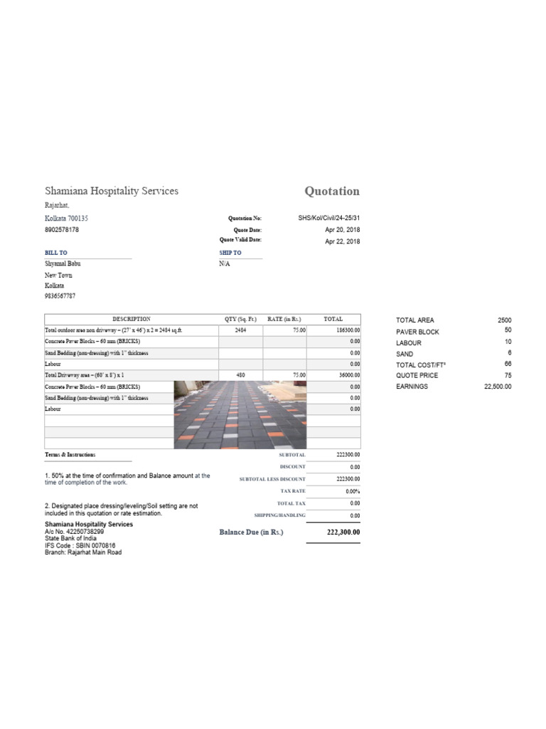Civil Work Quotation - Shyamal Babu (New Town) - 20 April, 2024 | PDF ...