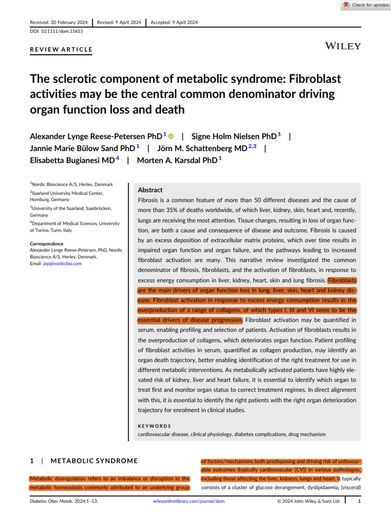 The Sclerotic Component of Metabolic Syndrome (Reese-Petersen Et Al ...