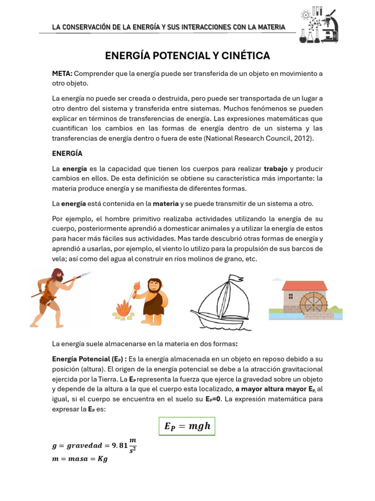 Conservación de Energía: Potencial y Cinética | PDF | Energía potencial ...