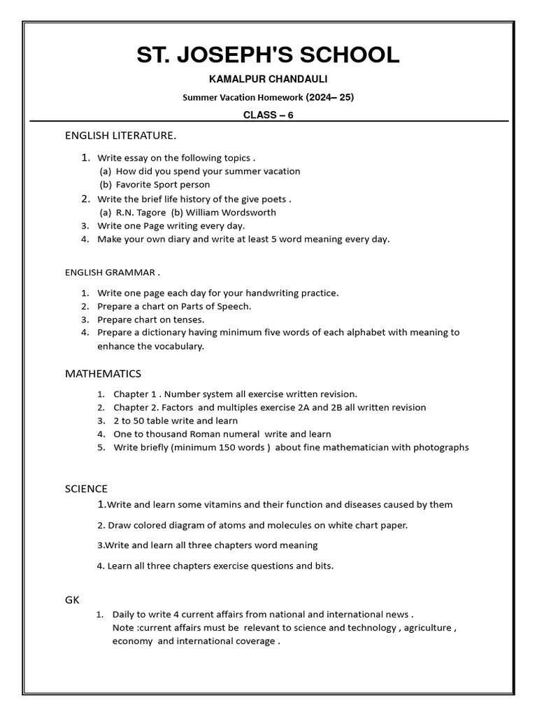 Class 6 Summer Vacation Home Work | PDF | World Wide Web | Internet & Web