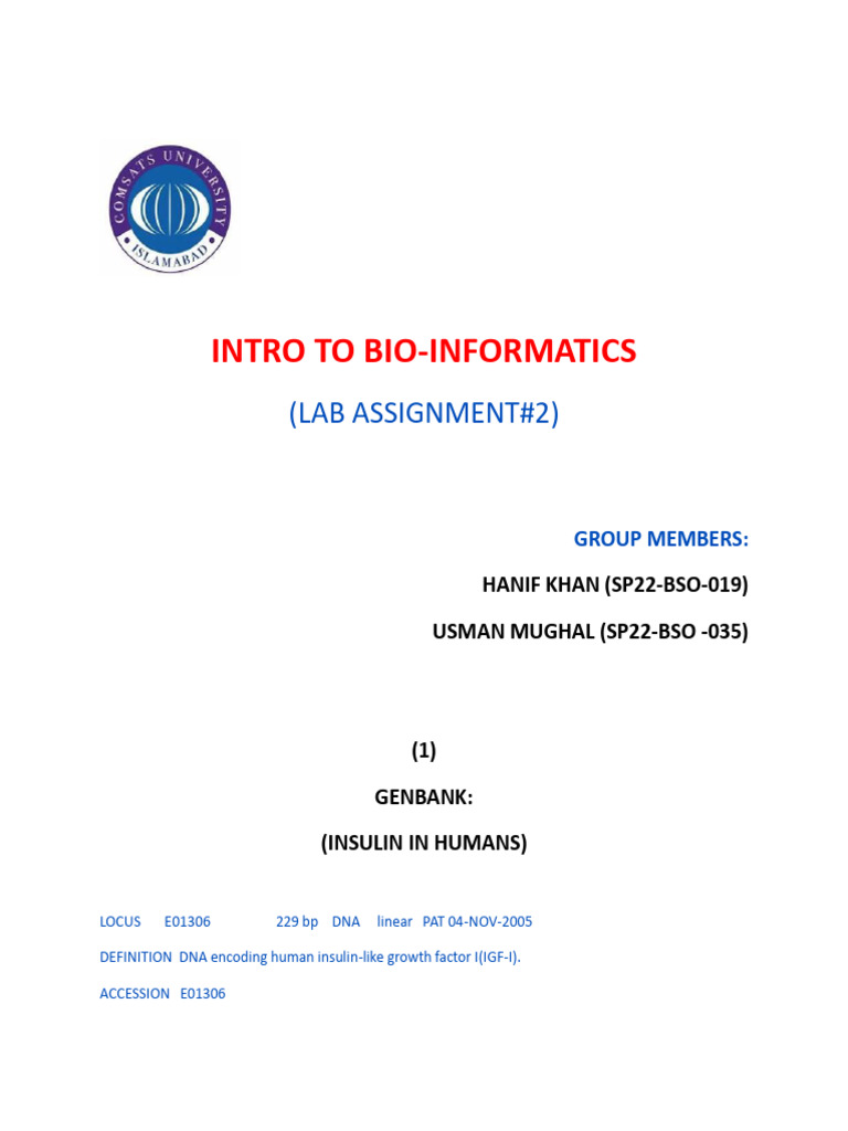 Bioinfo Lab 2 | PDF | Gene | Macromolecules