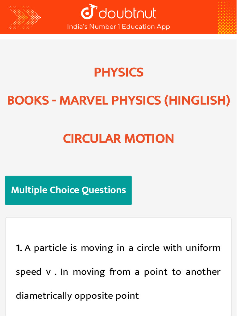 Circular Motion MCQs and Solutions | PDF | Acceleration | Velocity