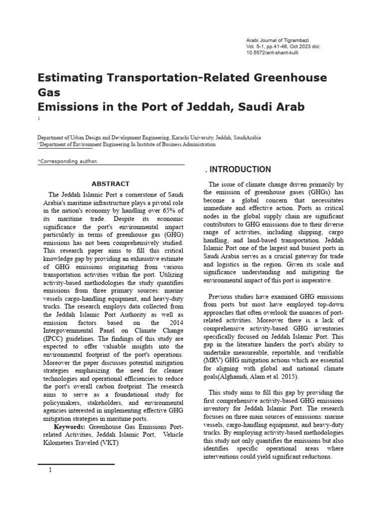 GHG Emissions at Jeddah Islamic Port | PDF | Climate Change Mitigation ...