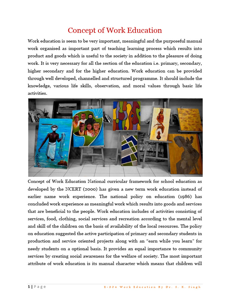Concept of Work Education by Dr.S.K.Singh WORK EDUCATION, GANDHIJI'S ...