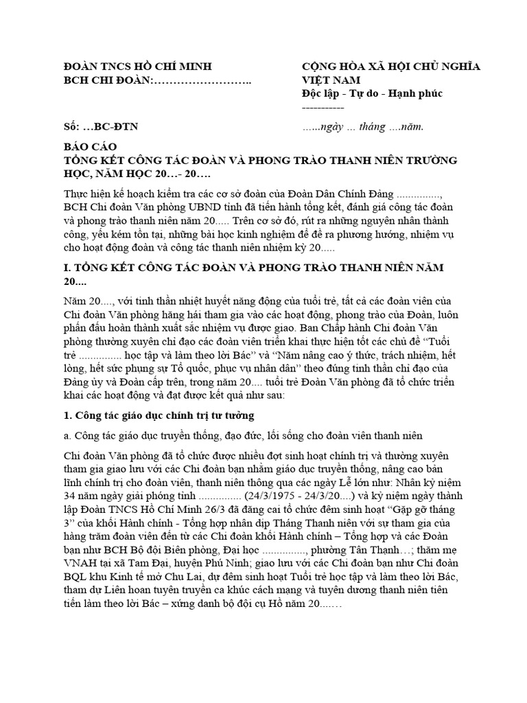 Bao Cao Tong Ket Doan | PDF