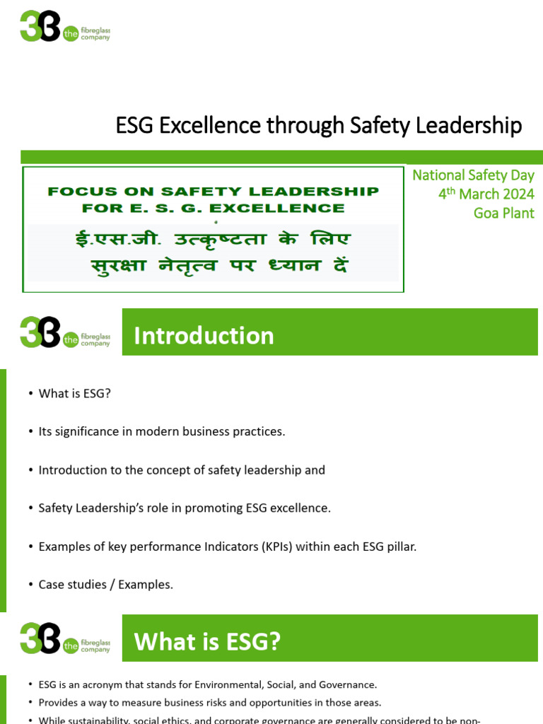 Safety Leadership for ESG Excellence | PDF | Occupational Safety And ...