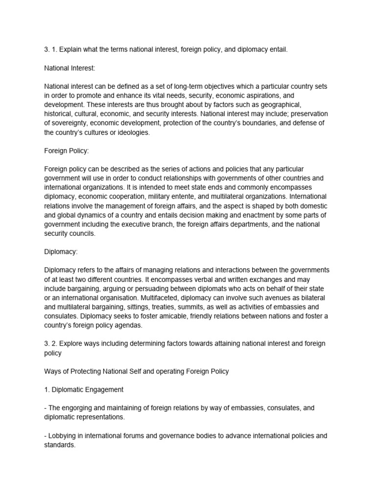 Civic Assignment 3.1 and 3.2 | PDF | Diplomacy | Foreign Policy