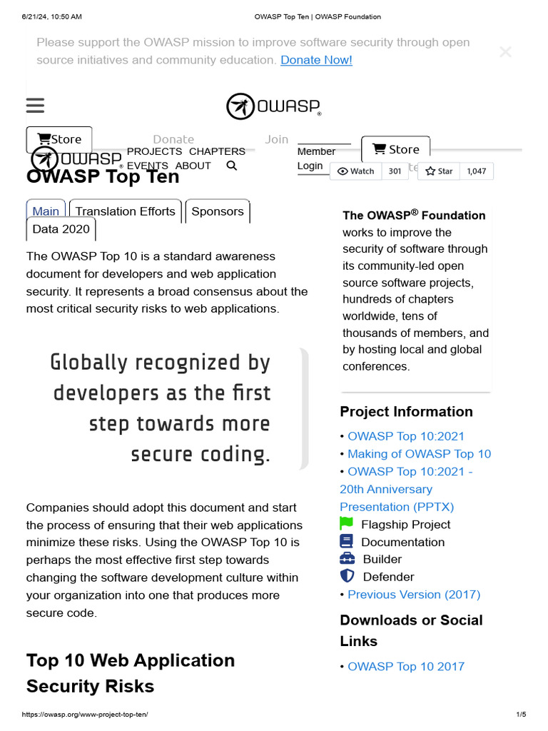 OWASP Top Ten - OWASP Foundation | PDF | Vulnerability (Computing) | Systems Engineering