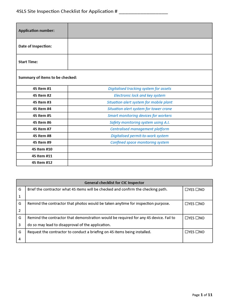 Site Inspection Checklist template (1) | PDF