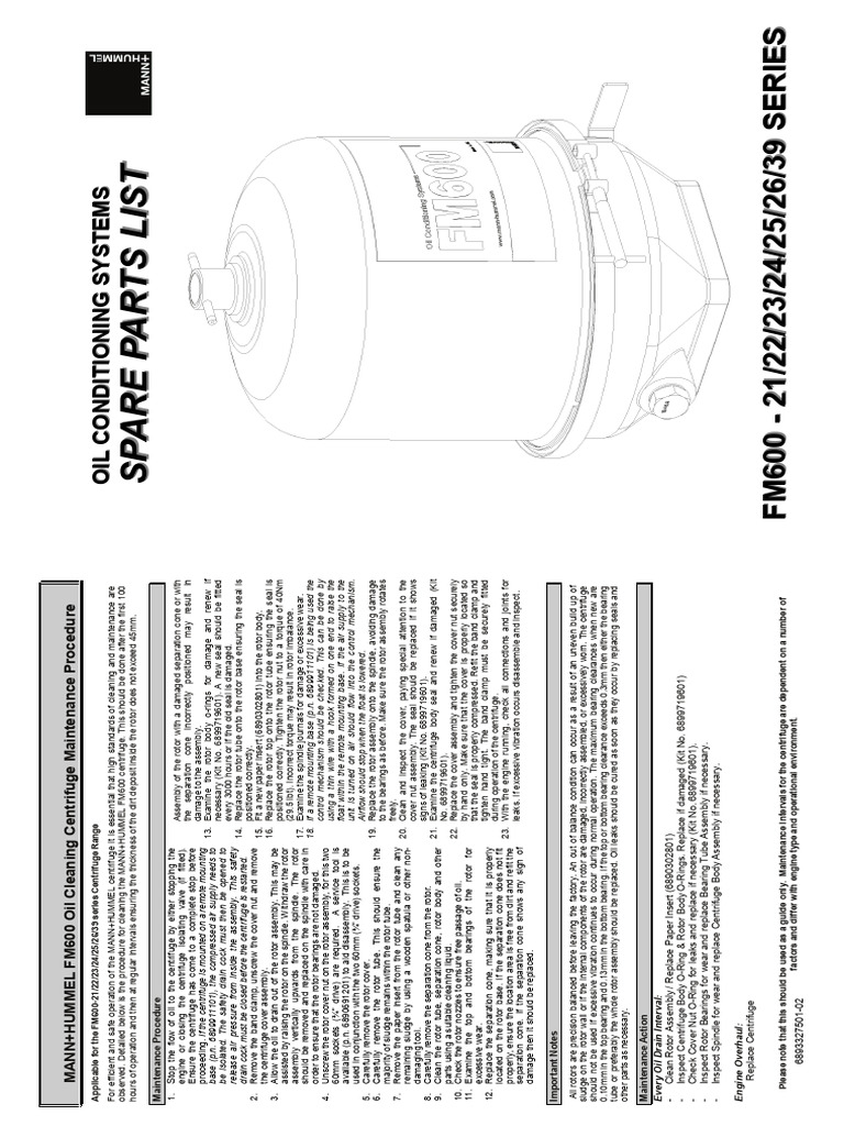 FM600 21 22 23 24 25 26 39 6893327501 02parts List | PDF | Bearing ...