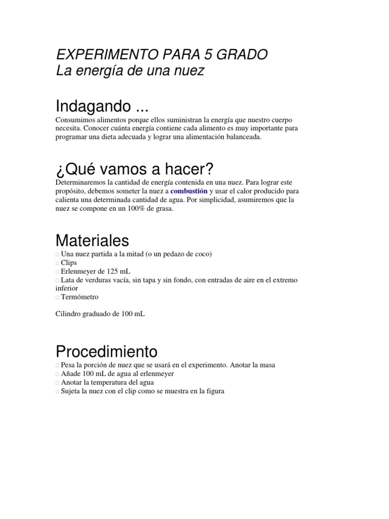 Experimento Para 5 Grado