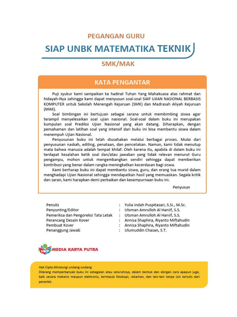 Hal 1-192 PG Siap Unbk Matematika Teknik Smk-Mak 2018 - Compressed | PDF