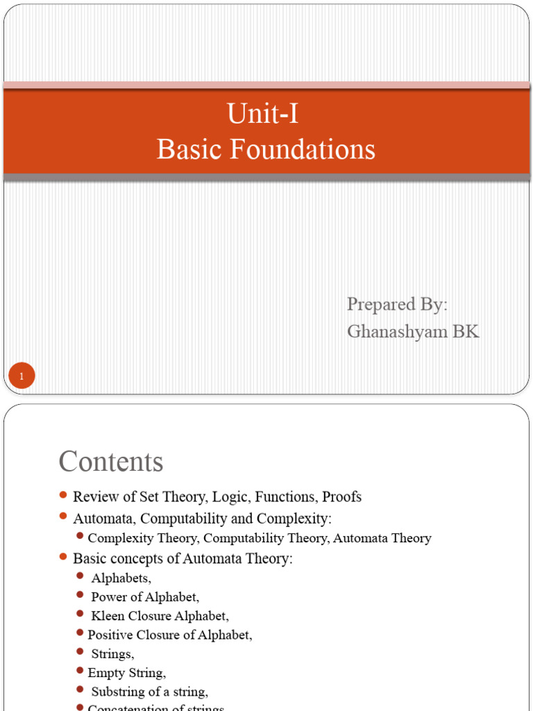Unit-I (Basic Foundations) | PDF | Automata Theory | String (Computer Science)