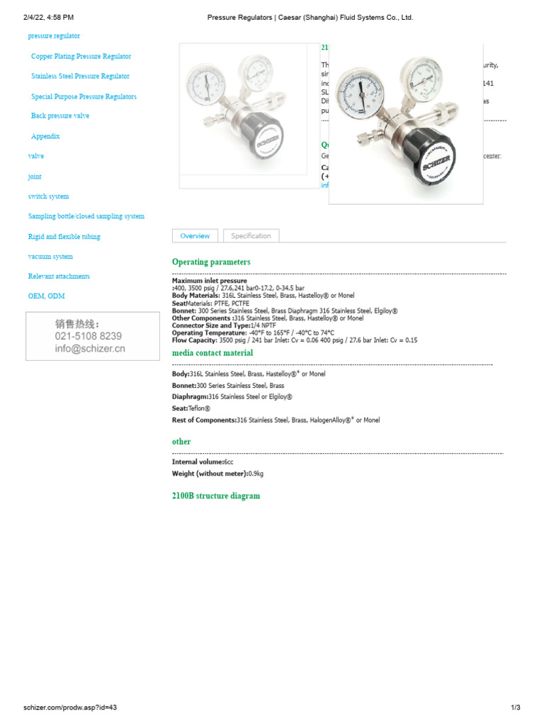 Pressure Regulators - Schizer | PDF | Valve | Pressure