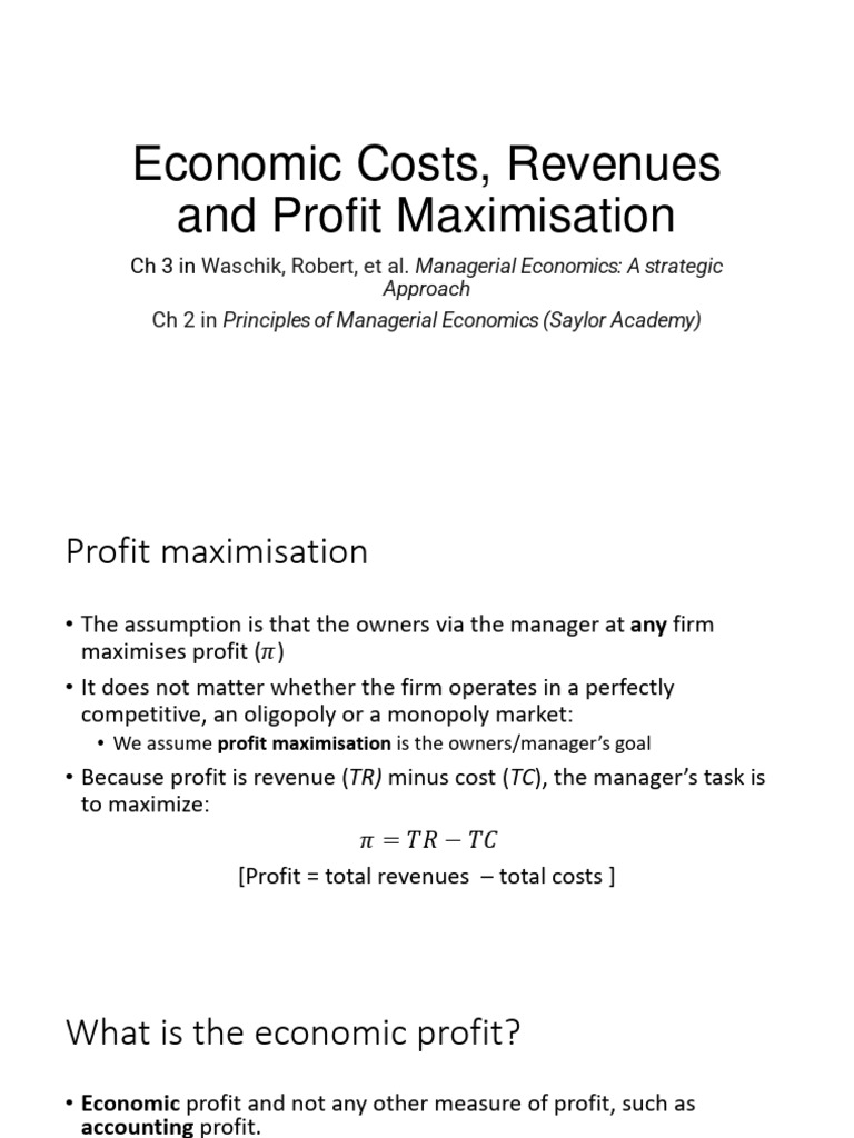 Revenues, Economic Costs and Profits | PDF | Profit (Economics) | Pricing