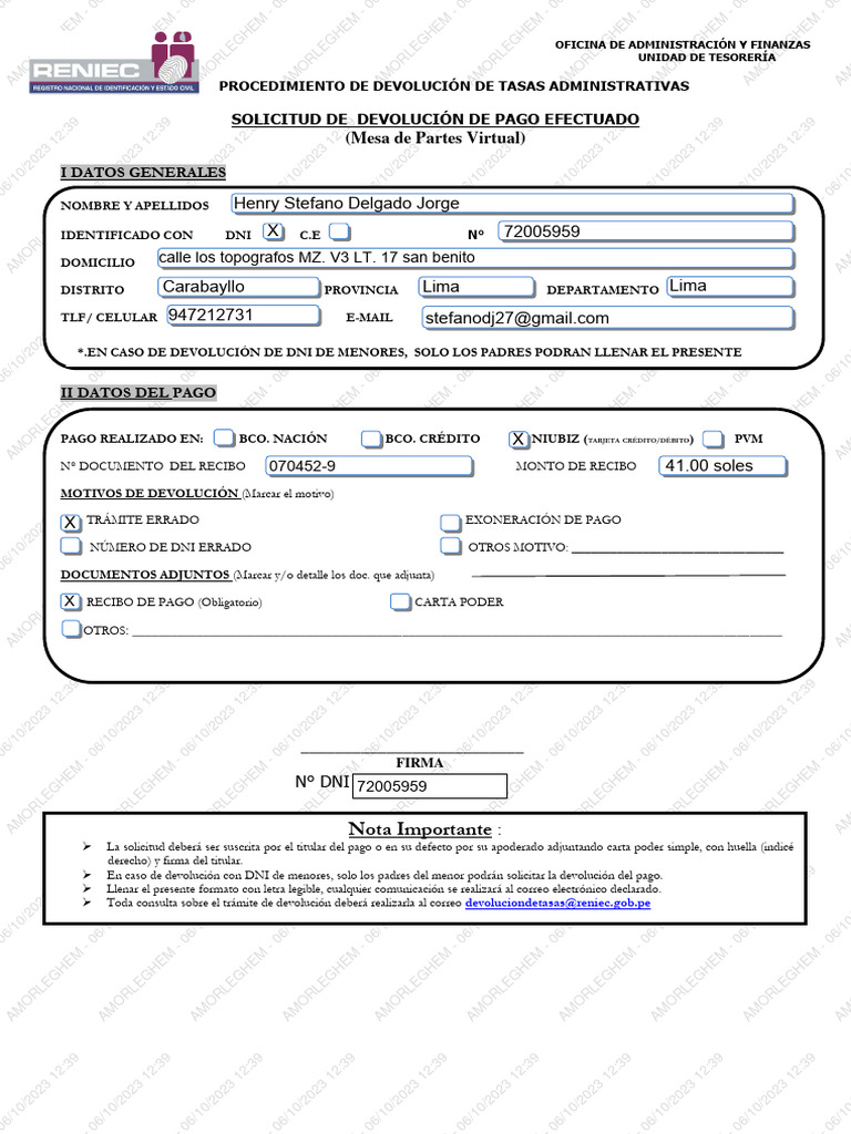 Formato Devolución Tasas.. | PDF