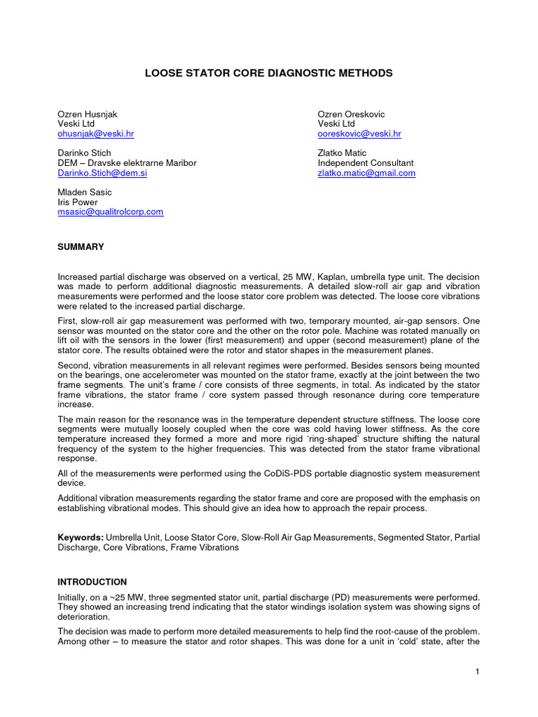 Loose Core Diagnostic Methods | PDF | Amplitude | Capacitor
