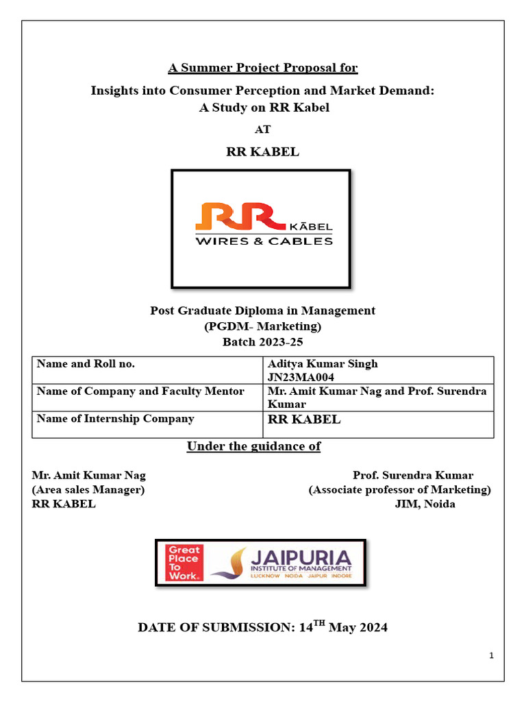 Sip-Proposal (Aditya Kumar Singh) - Jn23ma004 (Final) | PDF | Brand | Retail