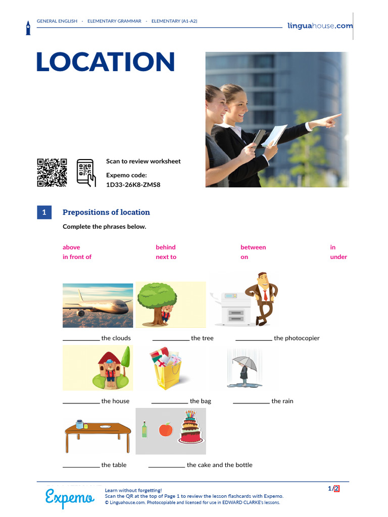 Elementary English: Prepositions of Location | PDF | Language Mechanics ...