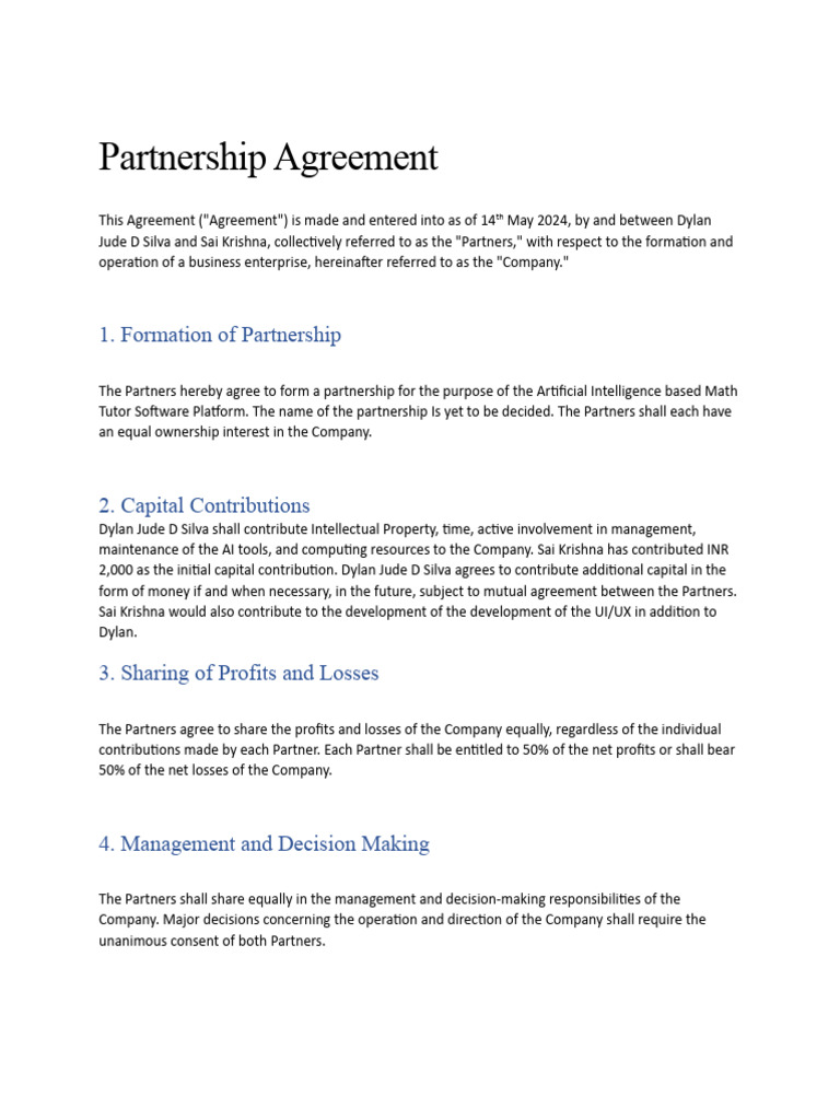 Partnership Agreement | Download Free PDF | Partnership | Trade Secret