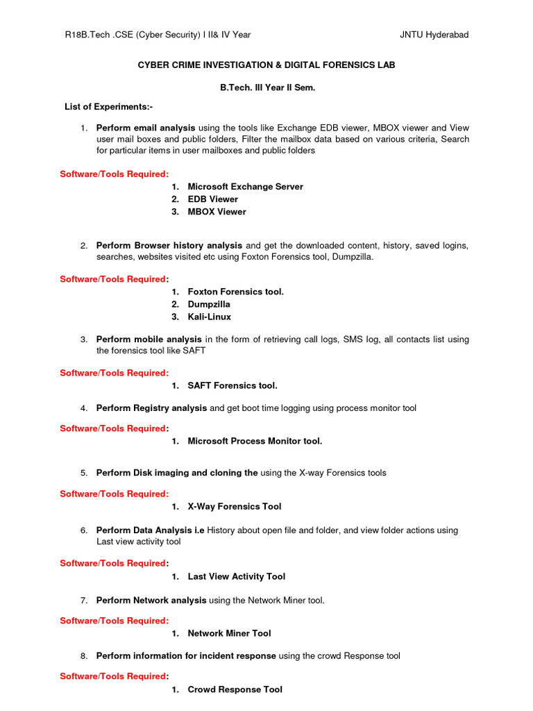 Cyber Crime Investigation & Digital Forensics Lab | PDF