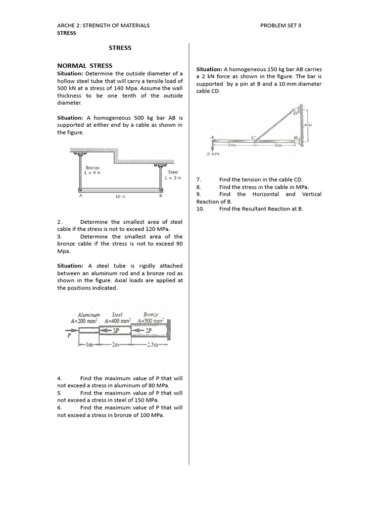 Normal Stress Problem Set 2 | PDF | Science & Mathematics