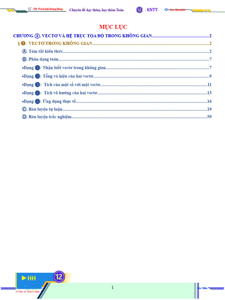 Hh12-c2-b1-Vecto Trong Khong Gian - KNTT | PDF