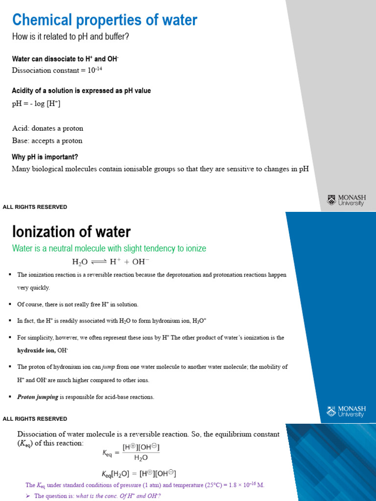 The Concept of Water, PH and Buffer | PDF | Ph | Properties Of Water