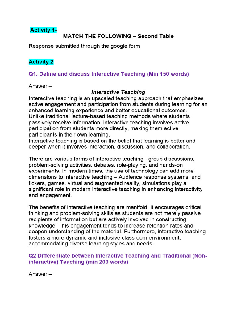 Interactive Teaching | PDF | Learning | Pedagogy Interactive Teaching | PDF | Learning | Pedagogy