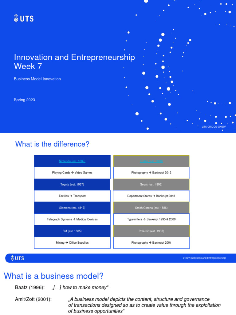 Week 7 Business Model Innovation - S23 - (FULL SET) | PDF | Business Model | Entrepreneurship