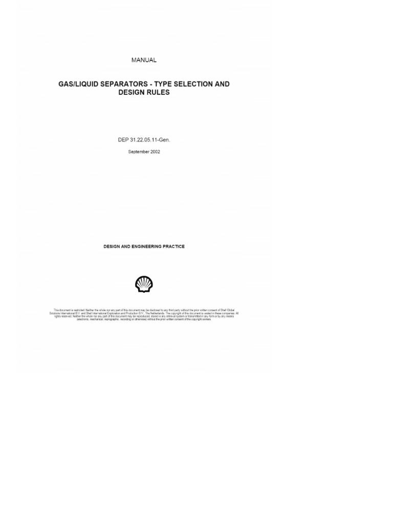 DEP 31.22.05.11 (Gas-Liquid Separator - Type Selection and Design Rules) | PDF
