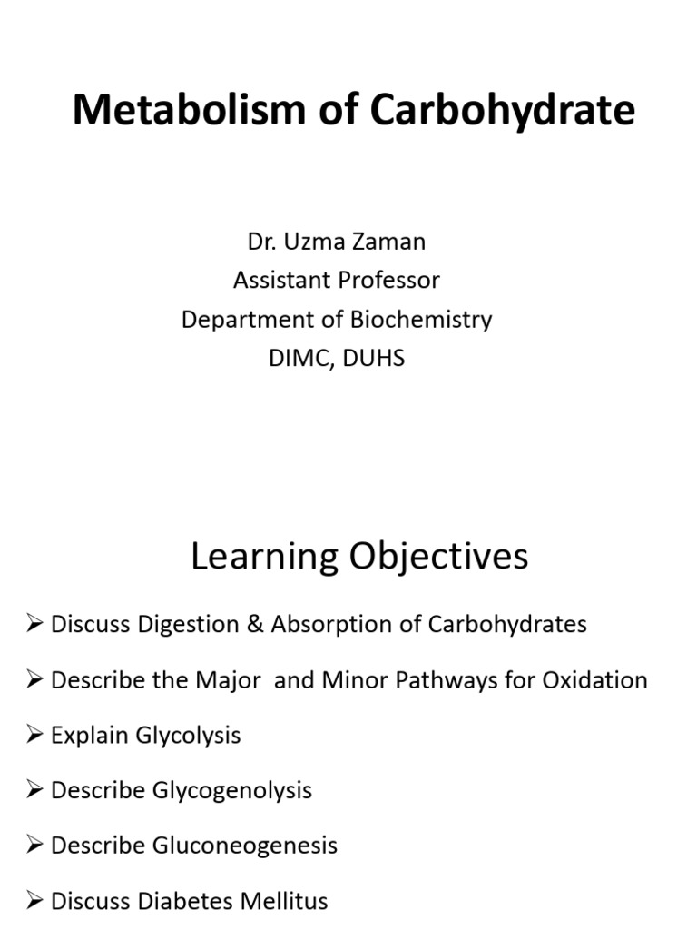 Metabolism of Carbohydrate | PDF | Glycolysis | Diet & Nutrition