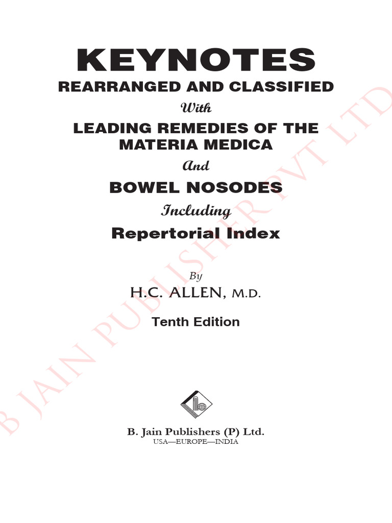 Allen's Keynotes: 10th Edition PDF Download | PDF | Homeopathy