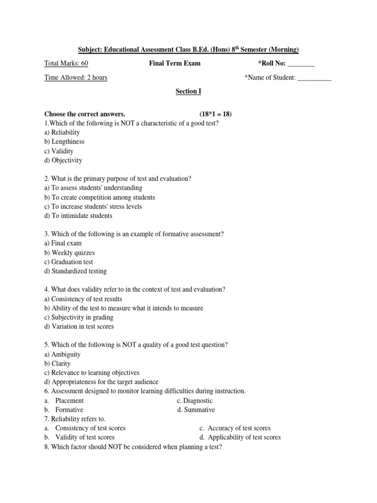 Sample Paper | PDF | Educational Assessment | Multiple Choice