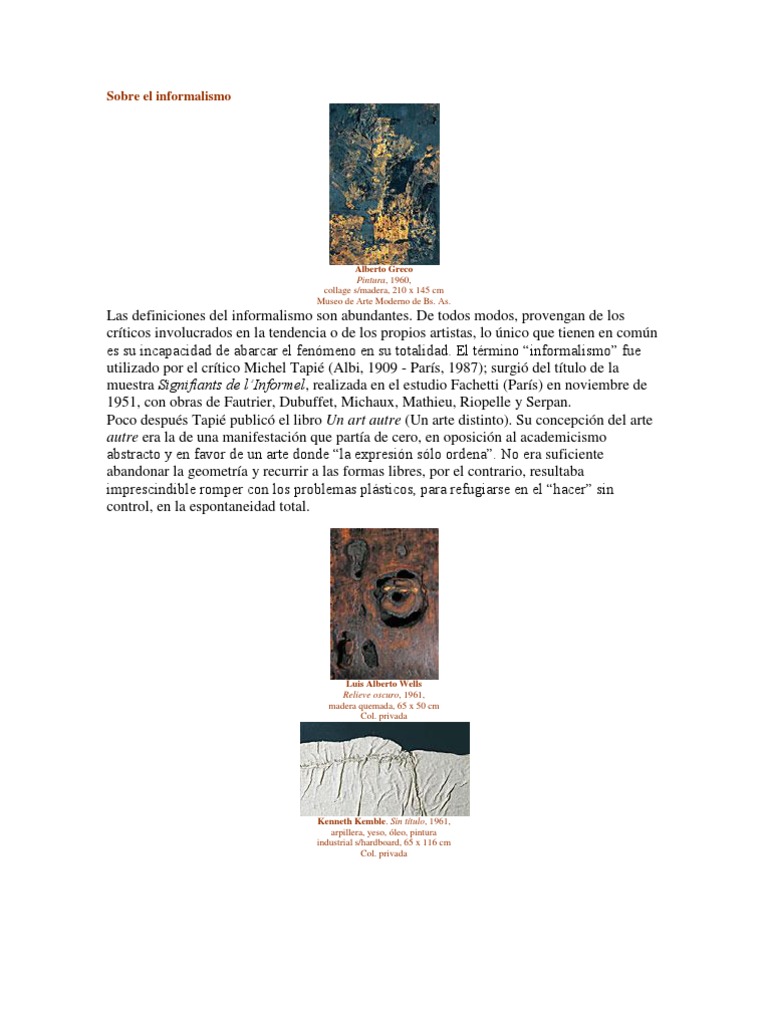 Sobre El Informalismo | PDF | Movimientos de arte | Diseño de comunicacion