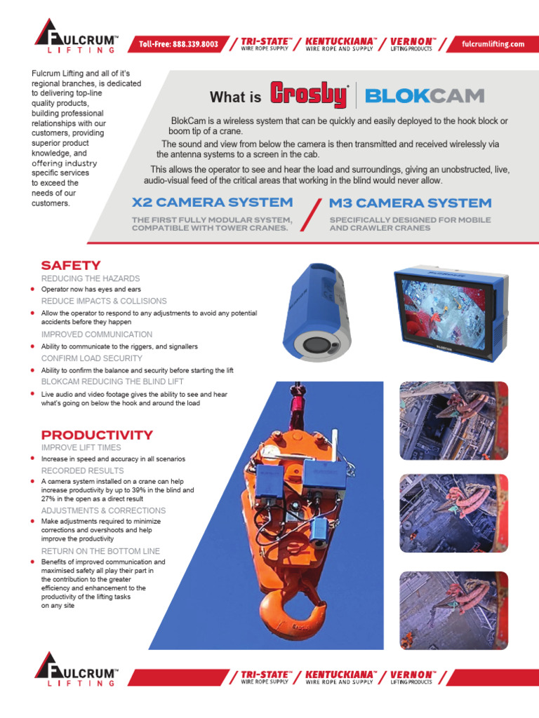 Fulcrum Lifting BlokCam Flyer | PDF | Crane (Machine) | Elevator