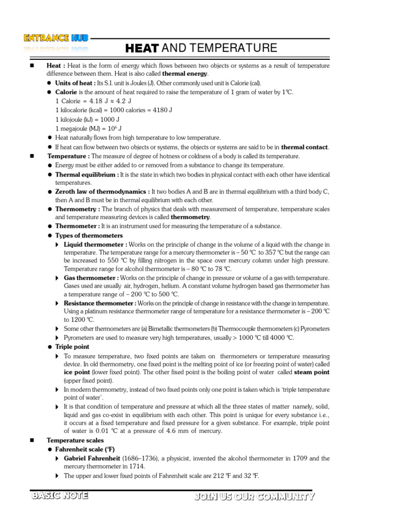 Basic Physics Grade 9 Chapter 7 - Heat and Temprature | PDF | Thermal ...