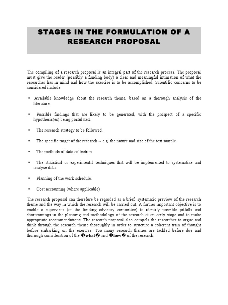 Stages in The Formulation of A Research Proposal | PDF | Hypothesis ...