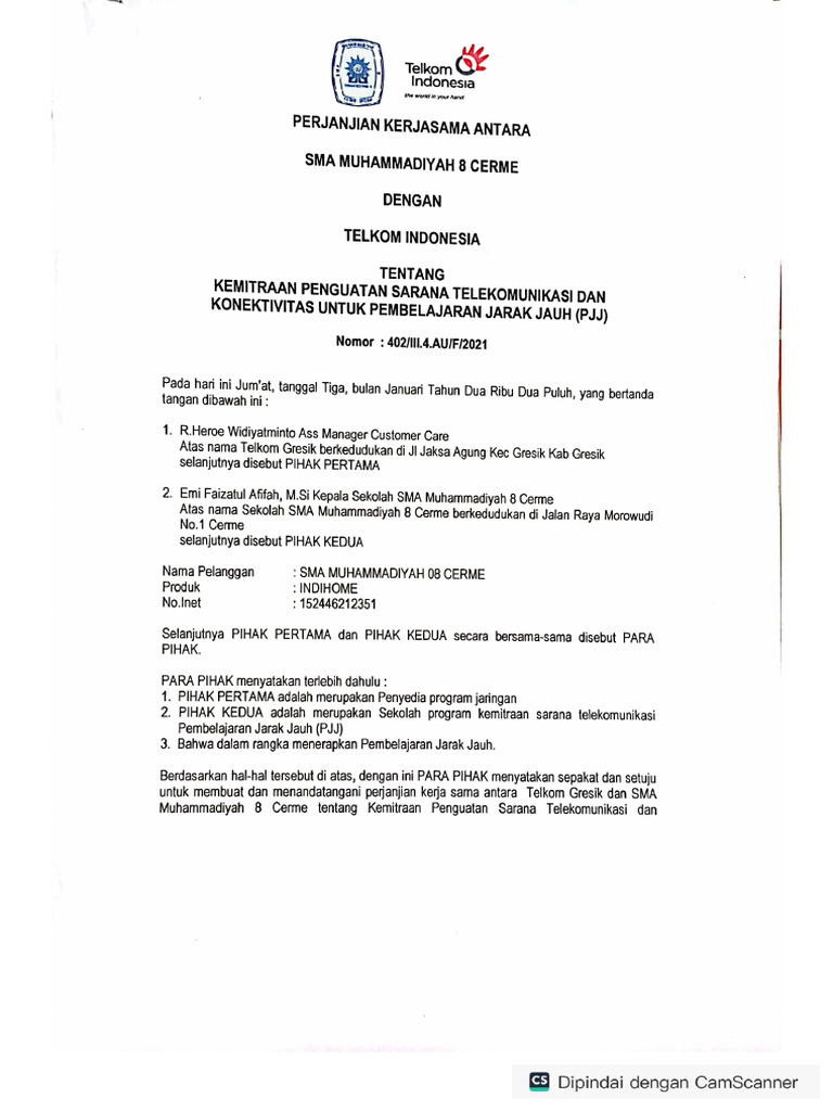 MoU Dengan Telkom Indonesia | PDF